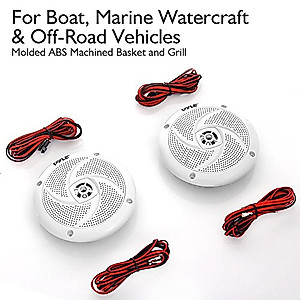 Pyle Marine Speakers - 5.25 Inch 2 Way Waterproof and Weather Resistant Outdoor Audio Stereo Sound System with LED Lights, 180 Watt Power and Low Profile Slim Style - 1 Pair - PLMRS53WL