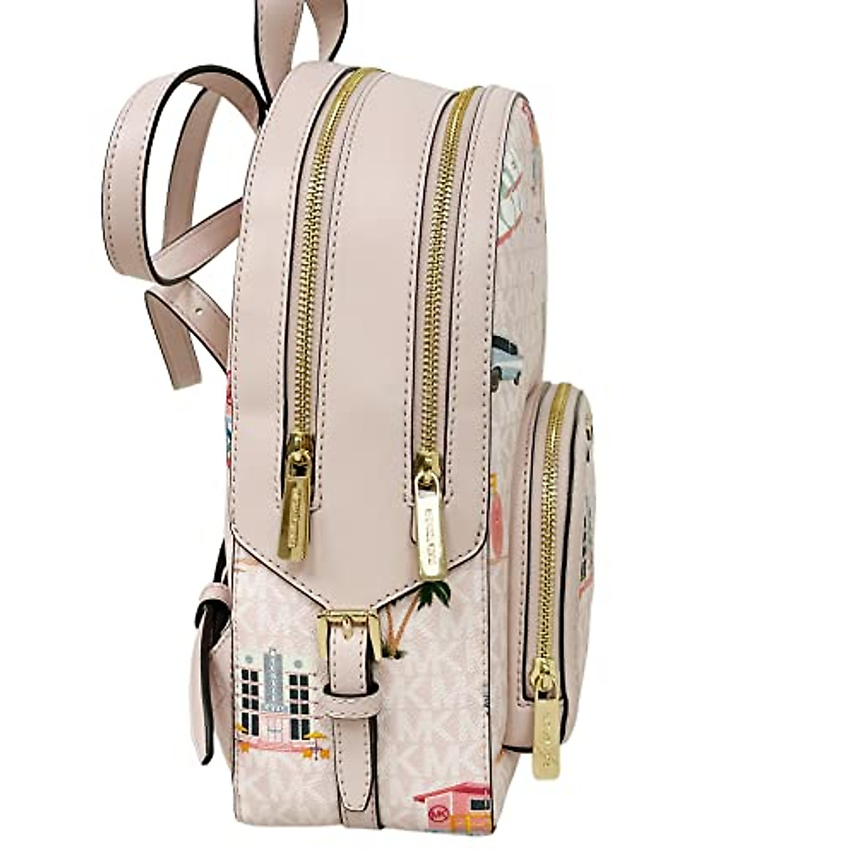 Michael Kors Jaycee Medium Zip Pocket Backpack Light Powder Blush Pink MK Miami