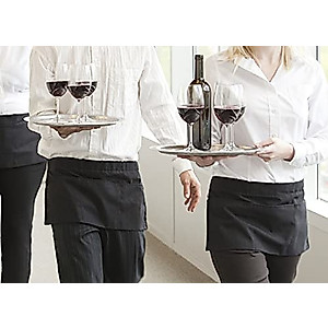 PLOYMONO 1 Pack Heavy Duty Waist Apron with 3 Pockets - Black Waitress Waiter Server Short Apron