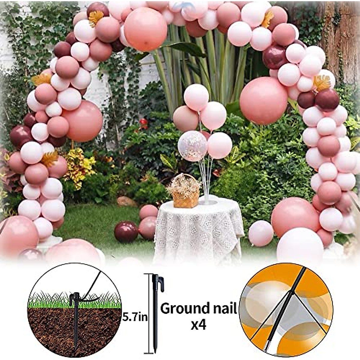 Balloon Arch Kit, Adjustable Balloon Arch Holder Stand with Base, Including Water Fillable Bags, Balloons Clips, Pump and Knotters, Party Decoration Frame for Wedding Baby Shower Birthday Christmas