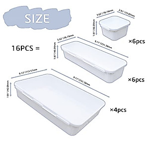 QYIUNEG 16PCS Interlocking Shallow Drawer Organizers,Interlocking Plastic Shallow Customizable drawer organizer bins,Drawers storage for Office Kitchen Cabinet Vanity Makeup Bathroom Dresser
