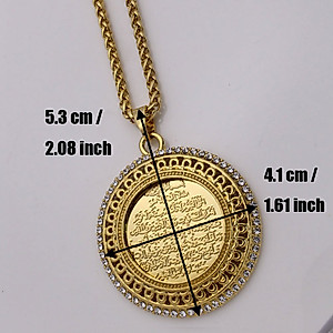 ZKDC Quran Ayatul Kursi islam muslim ALLAH 60 cm chain necklace