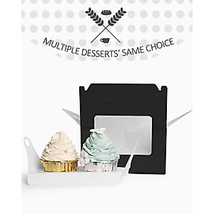 qiqee Cupcake Box Two Holder 6.5x3.6x3.5inch(2.2" Top) 50pcs Brown 2 Cupcake Boxes With Window