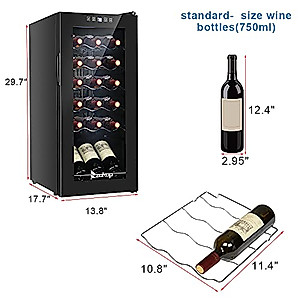 Winado 18 Bottle Compressor Wine Cooler Refrigerator w/Adjustable Temperature, Freestanding Compact Mini Wine Fridge with Digital Control & Removable Shelves