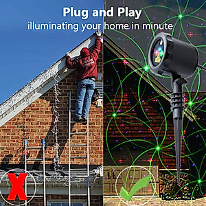 Poeland 8 Patterns Garden Lights Moving Firefly Laser Christmas Projector for Home and Garden