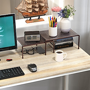 Deco Brothers Expandable Cabinet Shelf Organizer for Kitchen Cabinet and Counter, Bronze