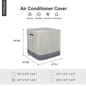 STEECA Air Conditioner Cover for Outside Units, Outdoor Waterproof Square Central AC Cover Fits up to 34L x 34W x 36H inch