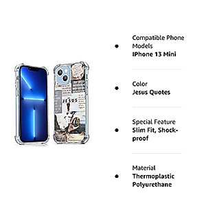 Jesus Quotes Case for iPhone 13 Mini,Christian Motivational Bible Verse Collage Pattern Case for Men Women,Unique Design Soft TPU iPhone 13 Mini Bumper Case