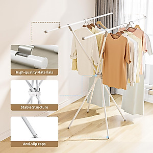 Bigzzia Clothes Drying Rack, Foldable Laundry Drying Rack, Space-Saving, Indoor Outdoor Use, Portable Free-Standing Large Drying Rack for Bed Sheets, Quilts, Blankets- White