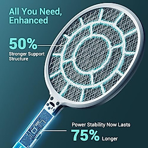 YsChois®, Electric Fly Swatter Racket - Bug Zapper Racket with Powerful Grid - Easy to Use, Lightweight - Indoor & Outdoor Use - Empirical Use Tips (Included) - AA Battery Required (Not Included)