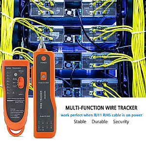 BOOGIIO Wire Tester RJ45 RJ11 Cable Tracker Line Finder Multifunction Wire Tracker Ethernet LAN Network Cat5 Cat6 with Earphone for Cable Collation, Network Maintenance Collation, Telephone Line Test