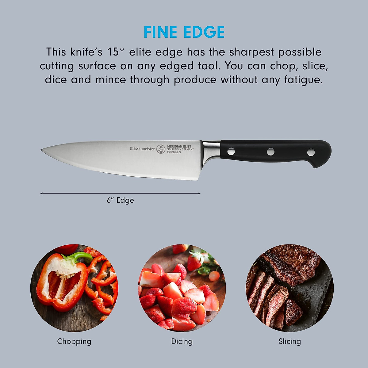 Messermeister Meridian Elite 6-Inch Kullenschliff Chefs Knife