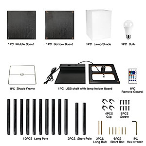 SOLIT Corner Floor Lamp with Shelves w/ RGB Dimmable LED Smart Light Bulbs, Narrow Nightstand Charging Station, Bedroom Lamps for Living Room Lamps, Column Standing Light Tall Lamp for Bedroom [Black]