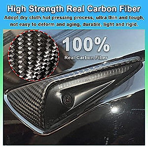 Carbar Tesla Side Camera Cover for Model 3 Model Y 2017-2023 Real Carbon Fiber Side Camera Protective Cover Exterior Car Accessories (2Pcs Glossy Carbon Fiber)