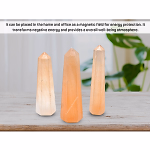 Orange Selenite Crystal Towers ~ Natural Healing Crystal Point Obelisk for Reiki Healing and Crystal Grid (2" to 3" INCH)