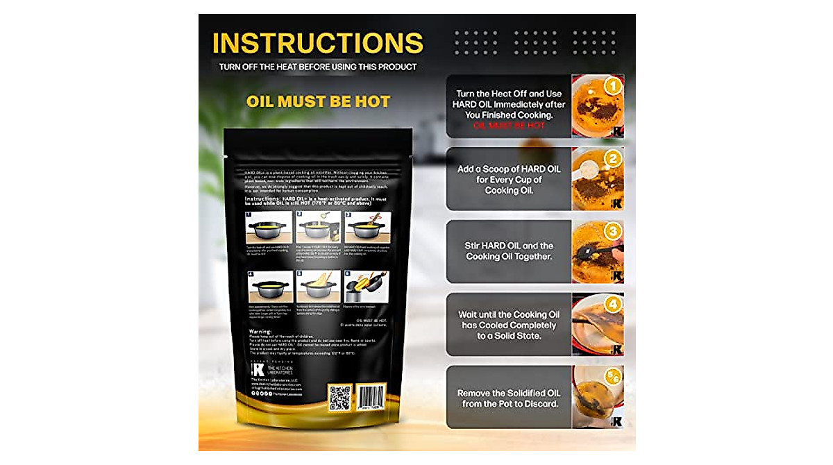 HARD OIL Cooking Oil Solidifier - Hardens Up to 18 Cups | Eco-Friendly