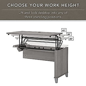 Bush Furniture Somerset 72W 3 Position Sit to Stand L Shaped Desk in Platinum Gray