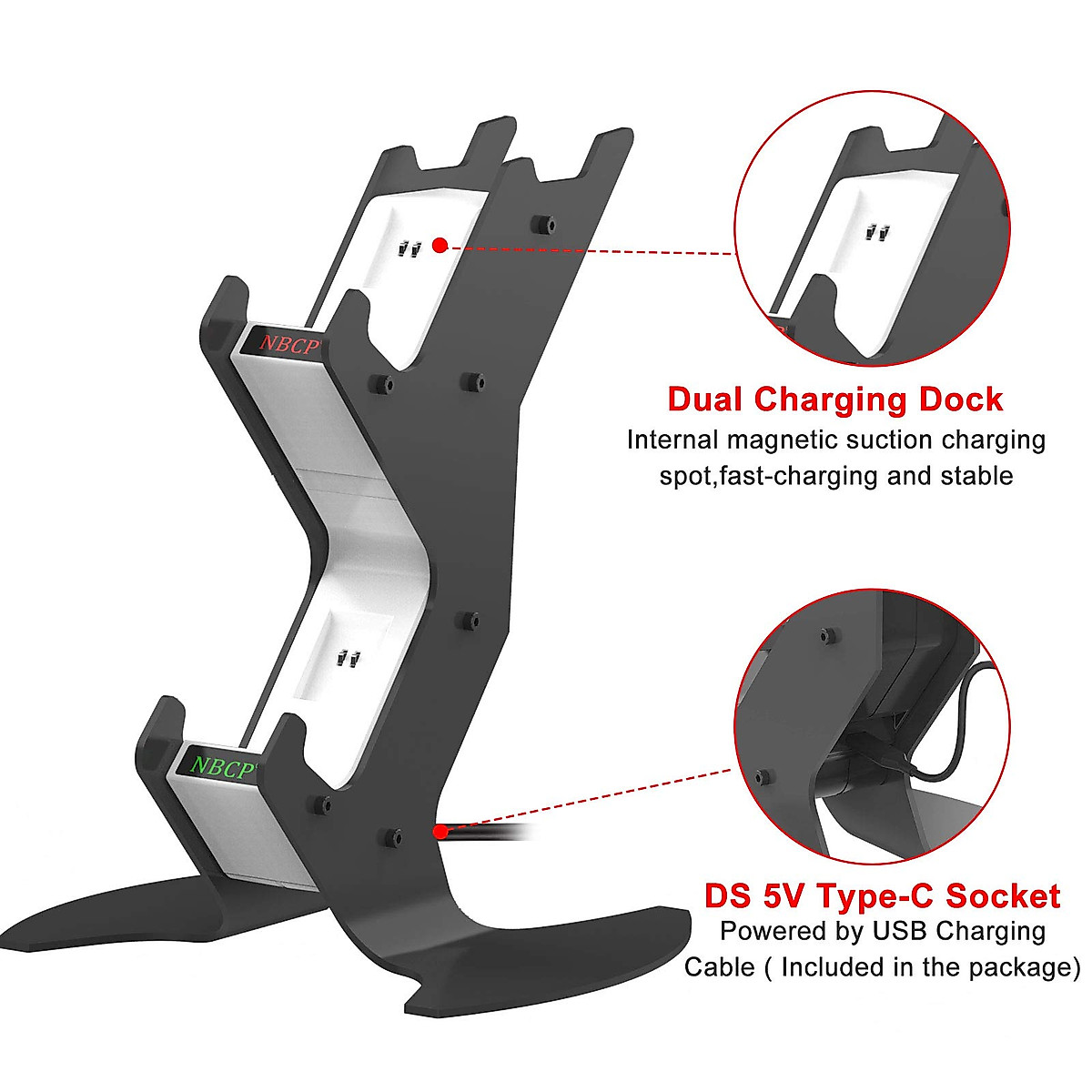 Controller Charger Dock Station for Xbox One, Fast-Speed Dual Charging Dock/Headset Controller Stand- Included 2x850 mAh Rechargeable Battery Packs (White)