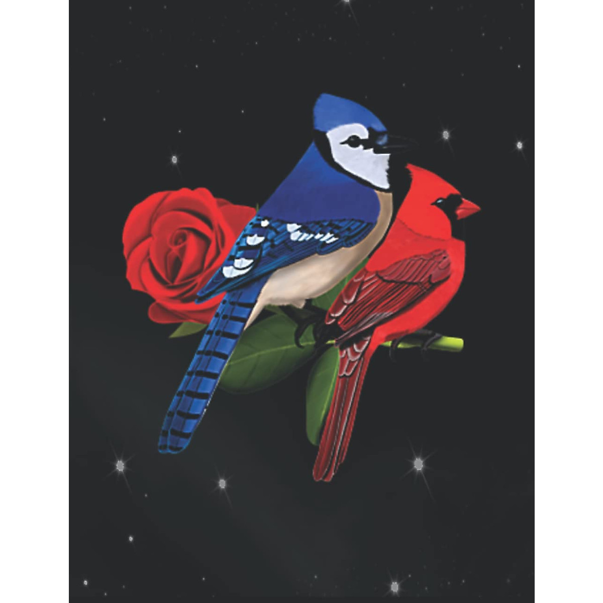Notebook: Blue Jay Cardinal Bird Valentine's Day Rose Birdlover Notes Interior / 8.5 x 11 inches / 140 Pages