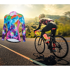 YOUALSO Bike Jersey Women Long Sleeve Cycling Shirt with Pockets Red M