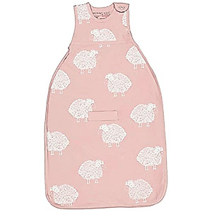 Merino Kids Baby Sleep Bag Standard Weight for Babies 0-2 Years, Sheep Print - Misty Rose