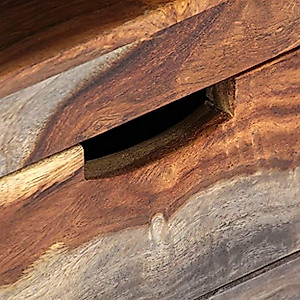 vidaXL Solid Sheesham Wood TV Cabinet Sturdy 4 Drawers Open Compartment Compact Practical TV Stand TV Unit Home Furniture 51.1"