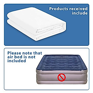 Bedecor Fitted Sheet for Air Mattress Inflate Without Disassembly Convenient & Firm Deep up to 21" White -California King