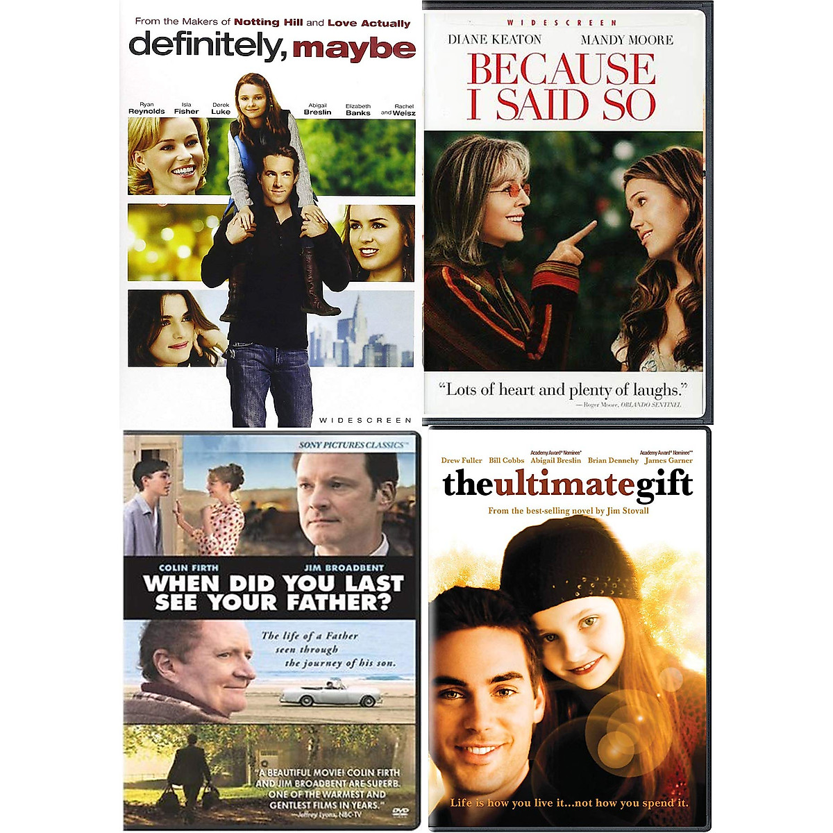 Four Movies that Move You Collection Definitely Maybe + Ultimate Gift / Because I said So & When did you last see your father? (DVD Warm & Fuzzy Bundle Feature Films)