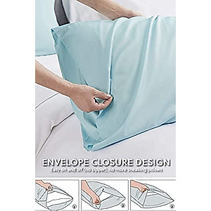 SHEETSPA Italian Finish 1000 Thread Count Hotel Quality King Size 2 Piece Pillowcases 100% Egyptian Cotton Set of 2 Pillow Cases (King 20"X40") - Solid Light Blue