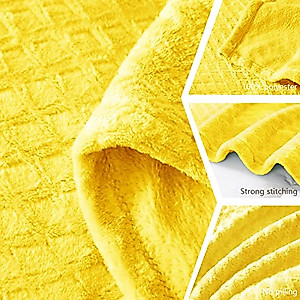 Exclusivo Mezcla Diamond Ultra Soft Throw Blanket, Large Flannel Fleece Blanket for Couch/Bed/Sofa (Yellow, 50 x 70 Inches) - Cozy, Warm and Lightweight