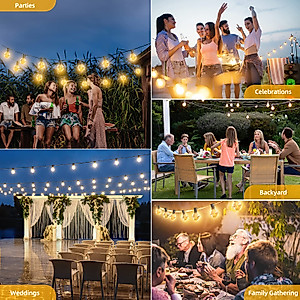 YILINM 100ft Outdoor String Lights Waterproof LED G40 Shatterproof Backyard Lights with 50 Bulbs Connectable Patio Lights for Christmas Patio House Backyard Balcony Party
