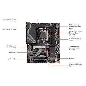 GIGABYTE Z790 UD AX (LGA 1700/ Intel/ Z790/ ATX/DDR5/ Triple M.2/ PCIe 5.0/ USB 3.2 Gen2X2 Type-C/Intel Wi-Fi 6E/ 2.5GbE LAN/PCIe EZ-Latch/Multi-Key/Motherboard)