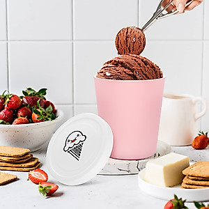 TTUBBIEZ Ice Cream Containers (2 Pack - 1 Quart Each), Ice Cream Containers for Homemade Ice Cream, Ice Cream Storage Containers for Freezer, 1 Quart Freezer Containers for Ice Cream Storage - Pink
