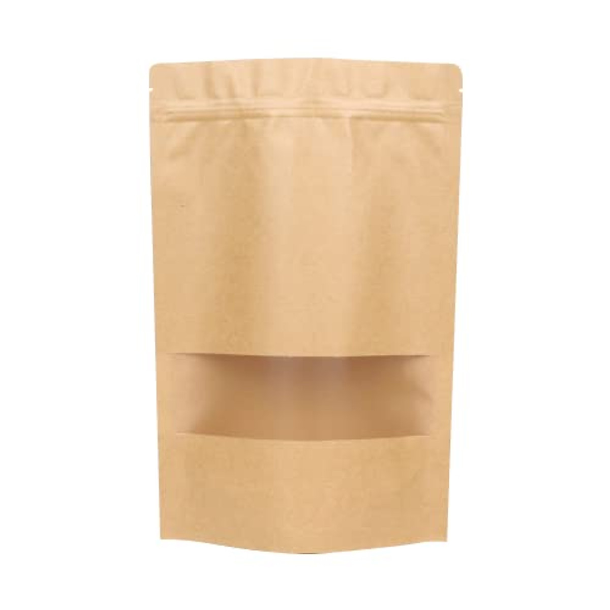 BAAGGNAA 150 Pack Ziplock Stand up Kraft Paper Bags Pouches with Front Matte Window for Food Storage Resealable Packaging Containers Household Reusable Organizer (6.7*9.4 Inch)