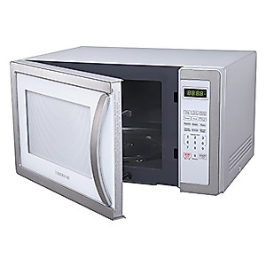 Farberware Countertop Microwave 1000 Watts, 1.1 cu ft - Microwave Oven With LED Lighting and Child Lock - Perfect for Apartments and Dorms - Easy Clean White, Platinum