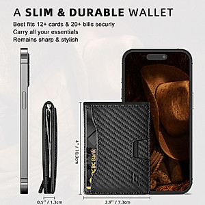 ECOZATU Slim Minimalist Wallet for Men- Money Clip Wallet | Bifold Men Wallets | RFID Blocking Wallet | Genuine Leather Wallets for Men | 12 Card Holder Mens Wallet | Mens Front Pocket wallet
