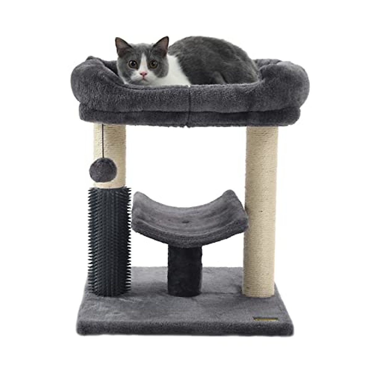 Hoopet cat Tree Tower,cat Scratching Post for Indoor Cats,Featuring with Super Cozy Perch,Cat Self Groomer and Interactive Dangling Ball Great for Kittens and Cats