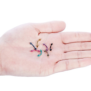 COTTVOTT Set of 7pcs Mens Womens Stainless Steel Spike Eyebrow Rings Piercing Body Jewelry (7pcs cone head)