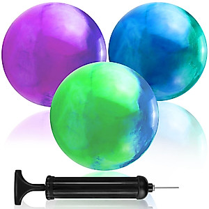 WYOMER 3 Pack 10-inch Marbleized Bouncy Balls Outdoor Playballs Colorful Bouncy Toys Balls Cloud Bouncing Balls with Pump