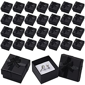 Zsxdc 36 Pieces Jewelry Black Ring Gift Box with Foam Ring Earrings Pendant Box Holder Black for Anniversaries, Weddings, Birthdays,Christmas
