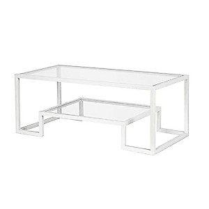 Henn&Hart 45" Wide Rectangular Coffee Table in White, Modern coffee tables for living room, studio apartment essentials