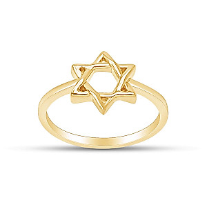 THE JEWEL ZONE Star of David Jewish Magen Hebrew Shield Ring Star Symbol Ring 14k Yellow Gold Over Sterling Silver Ring Size-8