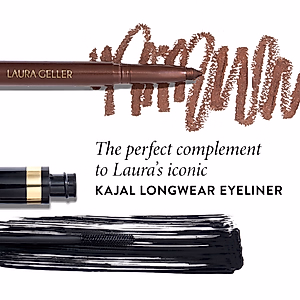 LAURA GELLER NEW YORK Kajal Longwear Mascara - Lengthening, Defining, Curling, Buildable Formula Eye Makeup - Innovative Curling Brush - 1 count