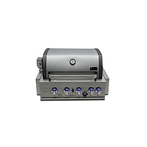 Mont Alpi MABi400 32-Inch 4-Burner 63000 BTU Stainless Steel Built-In Outdoor Kitchen Backyard Patio Barbecue Propane Gas Island Grill w/Infrared Rear Burner + Rotisserie Kit & Weather Cover