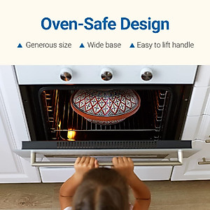 Kamsah Hand Made and Hand Painted Tagine Pot | Moroccan Ceramic Pots For Cooking and Stew Casserole Slow Cooker (Medium, Supreme Bohemian Blue)