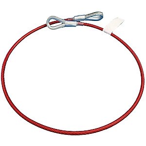 Peakworks OSHA Compliant, Fall Protection 3 ft. Cable Anchor Sling with 2 Eye Rings, PVC Coated Galvanized Cable, 1/4" Thick, Red, V8208003