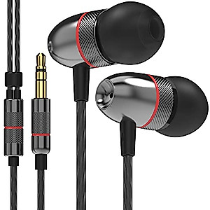 Betron ELR50 in Ear Headphones Earphones Wired with Noise Isolating Earbuds Tangle Free Cord Lightweight Carry Case Soft Ear Buds 3.5mm Plug, Black