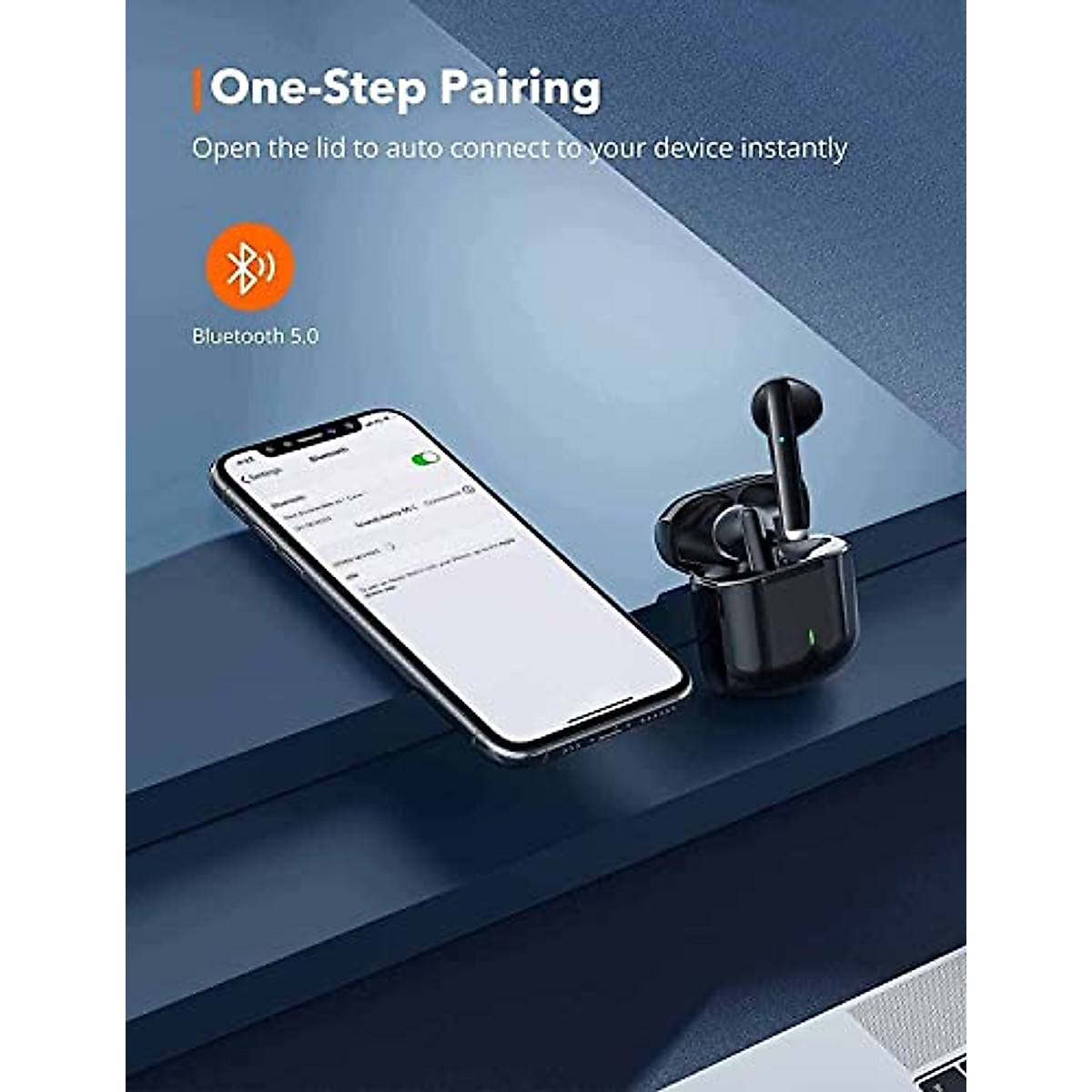 Wireless Earbud, Bluetooth 5.0 Earbud Stereo Bass,Bluetooth Headphones in Ear Noise Cancelling Mic,Earphones IPX5 Waterproof Sports,30H Playtime USB C Mini Charging Case Ear Buds for Android and iOS