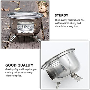 INOOMP 1set Folding Barbecue Backing Tabletop Outdoor Camping Stainless Grill Small Garden Wood Portable Travel Picnic Charcoal Bbq Steel Round Burning for Stove of