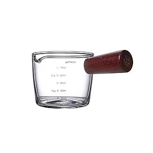 SunShade 2PCS Glass liquid measuring cup for Milk/coffee Cup, Espresso Shot Glass with Pouring Handle & Capacity tick mark , Clear Glass Cup, Liquor Glass Cups, Glass Round Beaker (75ml Glass)
